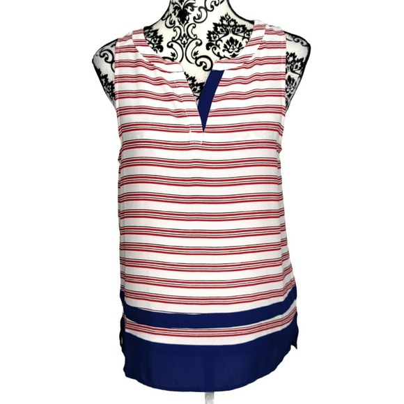 THML | Tops | Thml Red White Blue Striped Tank Blouse M | Poshmark